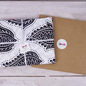 Soimoi 8 Pc Fat Quarter Bundle - Asian Block Print 18"x 22" DIY Patchwork- 100% Cotton Pre-Cut Quilting Fabric (White & Black)