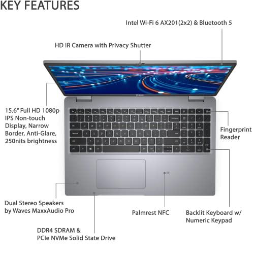 2021 Newest Dell Latitude 5520 Business Laptop, 15.6" FHD IPS Backlit Display, i7-1185G7 vPro, 64GB RAM, 4TB SSD, IR Camera, Backlit Keyboard, Fingerprint Reader, WiFi 6, Thunderbolt, NFC, Win 11 Pro