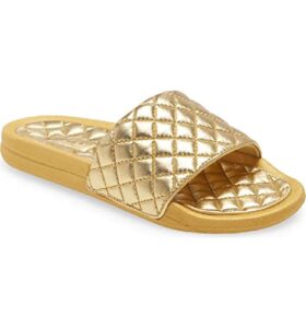 apl: athletic propulsion labs women's lusso slide, metallic gold, 7