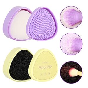 docolor makeup brushes cleaner set, solid soap cleanser with color removal sponge, brush cleaning mat for makeup brushes cleaner easy to clean blenders brushes shampoo removes shadow color