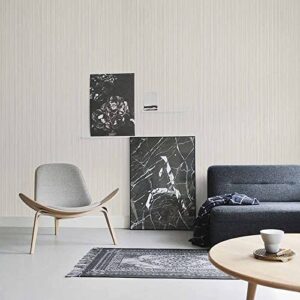 17.71”×157.4” Cream/White Peel and Stick Wallpaper Textured Wallpaper Linen Self-Adhesive Wallpaper Removable Peel and Stick DIY Wallpaper Vinyl Film Solid Color Wallcovering for Furniture Wall