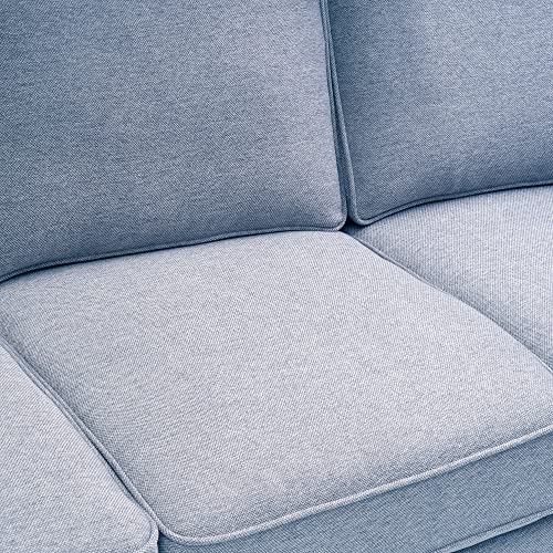 Mellow HANA Modern Linen Fabric Loveseat/Sofa/Couch with Armrest Pockets, Dusty Blue