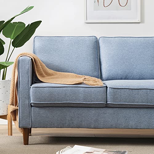 Mellow HANA Modern Linen Fabric Loveseat/Sofa/Couch with Armrest Pockets, Dusty Blue