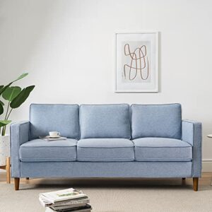 Mellow HANA Modern Linen Fabric Loveseat/Sofa/Couch with Armrest Pockets, Dusty Blue