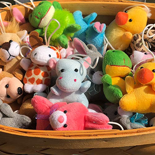 Axbotoy 48 Pieces Mini Plush Animals Toys Set, Small Stuffed Animal Keychain Set for Valentine Gift,Easter Egg Filter,Carnival Prizes, Classroom Rewards, Goody Bags Filler,Party Favors