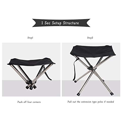 Cambyso Camping Stools Foldable Chair Super Lightweight Portable Chair Backpack Chair Folded Size 1.2 * 1.2 * 19 Inches for Trekking, Fishing, Sporting, Tanning