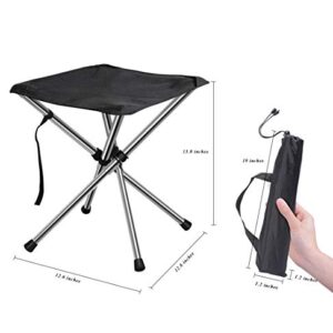 Cambyso Camping Stools Foldable Chair Super Lightweight Portable Chair Backpack Chair Folded Size 1.2 * 1.2 * 19 Inches for Trekking, Fishing, Sporting, Tanning