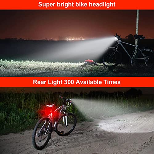 Victagen Bike Lights 5000 Lumens 3LED Bike Lights for Night Riding, Super Bright Bike Light Front and Back, USB Rechargeable Bike Light Set, 6 Modes Bike Headlight, Adult MTB Bike Light ebike Lights