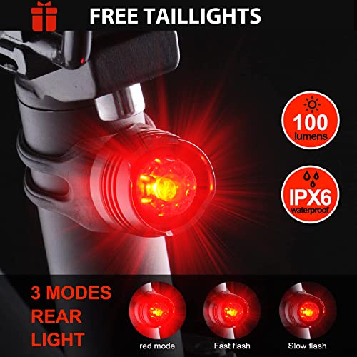 Victagen Bike Lights 5000 Lumens 3LED Bike Lights for Night Riding, Super Bright Bike Light Front and Back, USB Rechargeable Bike Light Set, 6 Modes Bike Headlight, Adult MTB Bike Light ebike Lights