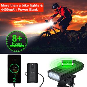 Victagen Bike Lights 5000 Lumens 3LED Bike Lights for Night Riding, Super Bright Bike Light Front and Back, USB Rechargeable Bike Light Set, 6 Modes Bike Headlight, Adult MTB Bike Light ebike Lights