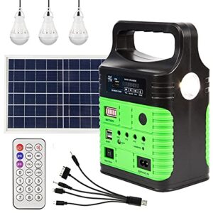 solar generator - portable power station for emergency power supply,portable generators for camping,home use&outdoor,solar powered generator with panel including 3 sets led light (green)