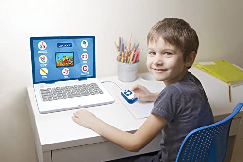 Lexibook - Educational and Bilingual Laptop Spanish/English - Toy for Child Kid (Boys & Girls) 130 Activities, Learn Play Games and Music - Blue - JC798i2