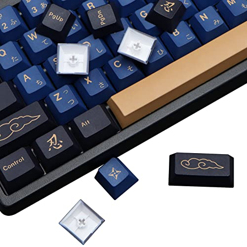 MOLGRIA Blue Samurai Keycaps, 129 Set PBT KeyCaps for Gaming Keyboard, Cherry Profile Dye Sublimation Custom Keycaps with Puller for Gateron Kailh Cherry MX Switch 104/87/71/61 60 Percent Keyboard