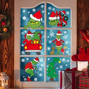 Christmas Window Clings 8 Sheets Christmas Window Stickers Double Sided Christmas Window Decals Decorations for Home School Office Glass Window