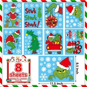 Christmas Window Clings 8 Sheets Christmas Window Stickers Double Sided Christmas Window Decals Decorations for Home School Office Glass Window