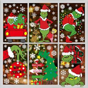 Christmas Window Clings 8 Sheets Christmas Window Stickers Double Sided Christmas Window Decals Decorations for Home School Office Glass Window