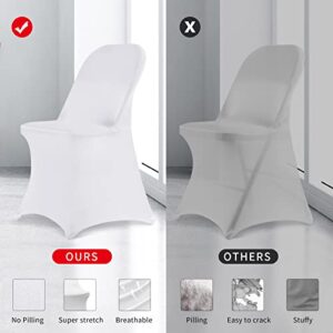 HAINARverS Stretch Spandex Folding Chair Covers 10PCS, Universal Fitted Chair Cover Protector for Wedding, Party, Banquet, Holidays, Celebration, Decoration Elastic Chair Cover(White 10pcs)