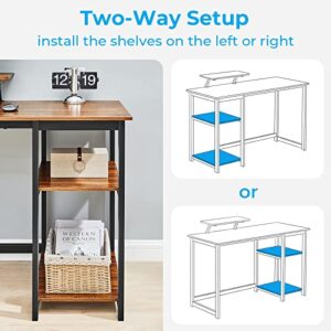 GreenForest Home Office Computer Desk with Monitor Stand and Reversible Storage Shelves,47 inch Modern Writing PC Work Table,Easy Assembly,Walnut