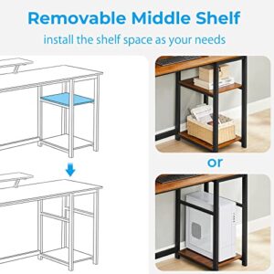 GreenForest Home Office Computer Desk with Monitor Stand and Reversible Storage Shelves,47 inch Modern Writing PC Work Table,Easy Assembly,Walnut