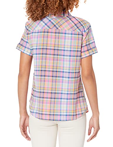 Tommy Hilfiger Women's Preppy Camp Shirt, Pink Multi Plaid, Medium