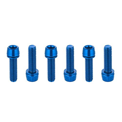 Chooee Mountain Bike Stem Bolts 6PCS,M5 x 18mm Road Bicycle Stem Bolts Screw for MTB DH BMX Blue