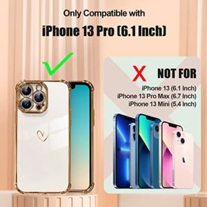 DAVIKO Compatible with iPhone 13 Pro Case for Women, Luxury Soft TPU Shockproof Protective Phone Case, Full Camera Protection Raised Reinforced Corners, 6.1 inch, White