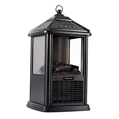 Freestanding Mini Small Indoor Electric Fireplaces Lanterns Space Heaters Stove 3D Flame Portable Electric Fireplace Space Heaters for Indoor Use with Remote Timer Thermostat