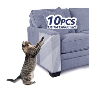 10 pcs extra large furniture protectors from cats, 5pcs 17" x12” & 5pcs 17"x10" cat scratch deterrent sheet, double-sided training tape, cat scratch couch protector