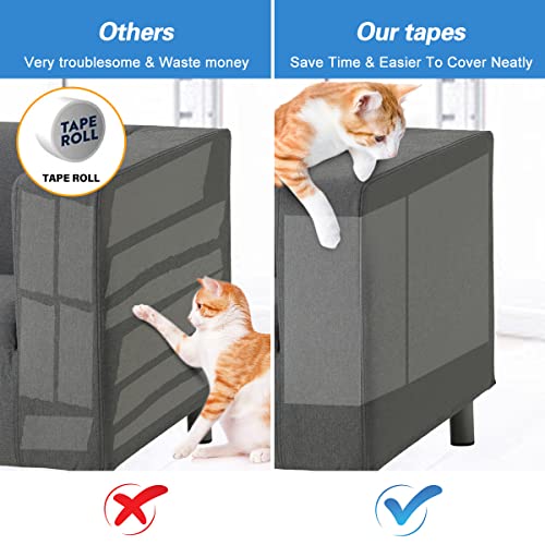 10 Pcs Extra Large Furniture Protectors from Cats, 5pcs 17" x12” & 5pcs 17"x10" Cat Scratch Deterrent Sheet, Double-Sided Training Tape, Cat Scratch Couch Protector