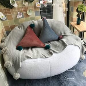 7ft Giant Fur Bean Bag Chair for Adult Living Room Furniture Big Round Soft Fluffy Faux Fur BeanBag Lazy Sofa Bed Cover (Grey)