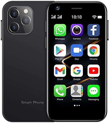 Global Version Soyes XS12 Mini 4G Smartphone 3.0 Inch Dual Sim Ultra Thin Unlocked Card Mobile Phone WiFi Bluetooth Hotspot Student Pocket Cellphone (Black 32GB)