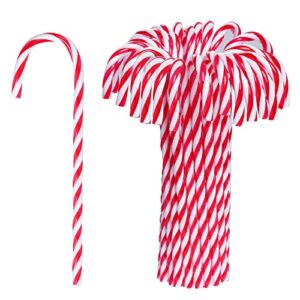 jmkcoz 30 pcs christmas candy cane ornament plastic christmas tree hanging decoration twisted crutch candy canes for xmas thanksgiving gift home indoor outdoor party favor (red and white)