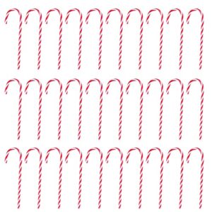 Jmkcoz 30 Pcs Christmas Candy Cane Ornament Plastic Christmas Tree Hanging Decoration Twisted Crutch Candy Canes for Xmas Thanksgiving Gift Home Indoor Outdoor Party Favor (Red and White)