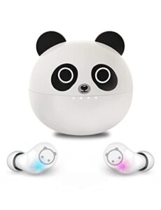 amaface panda kids earbuds cute wireless earbuds and in-ear headphones gifts for school girls and boys - great for kids who listen to songs, study, exercise and love animals,headphone case white…