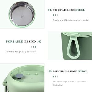 SMALLSHS Vacuum Insulated Food Jar with Foldable Spoon, Stainless Steel Thermal Food Container Food Thermos Soup Cup Leak Proof Hot Cold Food for Office Picnic Travel Outdoors (green)