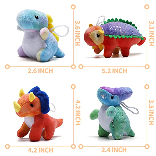 Dinosaur Plush Stuffed Set(16 Pack), Mini Dinosaurs Animal Keychain Toy(4.5"), Soft Dino Playset for Toddler Kid Party Favors, Plushies Kit for Stocking Stuffers Doll Machine Treasure Carnival Prizes