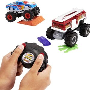 Hot Wheels RC Monster Trucks 2-Pack, 1 Race Ace & 1 HW 5-Alarm in 1:24 Scale, Full-Function Remote-Control Toy Trucks