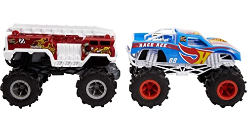 Hot Wheels RC Monster Trucks 2-Pack, 1 Race Ace & 1 HW 5-Alarm in 1:24 Scale, Full-Function Remote-Control Toy Trucks