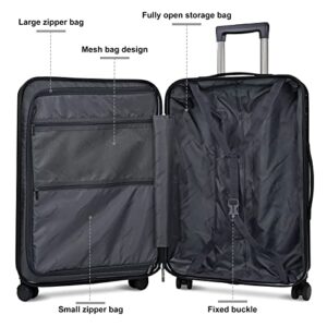 Feybaul Luggage 3 Piece Set Suitcase Lightweight Hardside Removable-Spinner Wheels with TSA Lock(20',24',28')_Black, 828