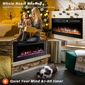 Homajor 36 inch Electric Fireplace Inserts, Electric Fireplace Wall Mounted, Led Fireplace, Recessed Fireplace, 12 Flame Colors, Remote Control w/Timer