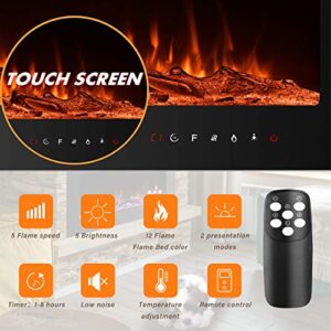 Homajor 36 inch Electric Fireplace Inserts, Electric Fireplace Wall Mounted, Led Fireplace, Recessed Fireplace, 12 Flame Colors, Remote Control w/Timer