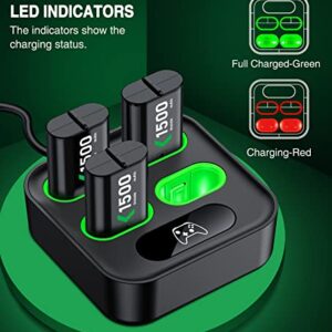 Xbox Controller Battery Pack for Xbox Series X|S/Xbox One S/X/Elite, 4x1500mAh Xbox One Rechargeable Battery Pack With Fast Charger Station for Xbox Series X|S/Xbox One S/X/Elite Wireless Controller