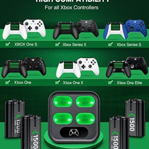 Xbox Controller Battery Pack for Xbox Series X|S/Xbox One S/X/Elite, 4x1500mAh Xbox One Rechargeable Battery Pack With Fast Charger Station for Xbox Series X|S/Xbox One S/X/Elite Wireless Controller