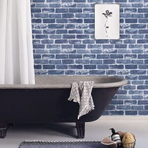 timeet blue brick wallpaper peel and stick wallpaper 17.7" x 118.11" self-adhesive removable brick textured wallpaper waterproof backplash living room wall decor