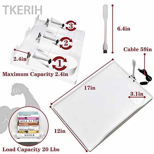 Bedside Shelf, Bunk Bed Shelf Organizer for Top Bunk Dorm Clip On Nightstand with Cup Holder Hooks Hanging Cup Plastic Bedside Shelf Tray for Kids for Bed College Dorm Room Essentials