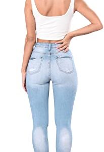 KDF Women's High Waisted Jeans for Women Distressed Ripped Jeans Slim Fit Butt Lifting Skinny Stretch Jeans Denim Pants