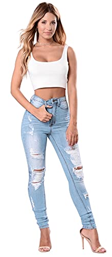 KDF Women's High Waisted Jeans for Women Distressed Ripped Jeans Slim Fit Butt Lifting Skinny Stretch Jeans Denim Pants