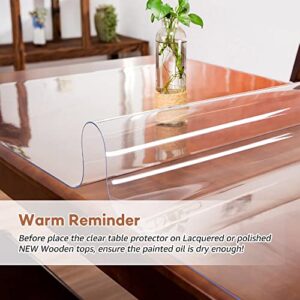 RostiKong 24 x 48 Inch Clear Plastic Transparent Tablecloth Protector Waterproof Office Desk Blotter Pad Vinyl Dining Room Table Protector for Wood Furniture Kitchen Coffee Garden Vanity End Table Mat