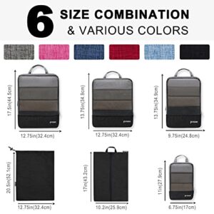 Amazon Brand - Pinzon Premium Packing Cubes, 6 Set Compression Packing Cubes with Laundry Bag & Shoe Bag Travel Expandable Packing Luggage Organizers Black