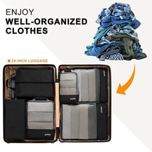 Amazon Brand - Pinzon Premium Packing Cubes, 6 Set Compression Packing Cubes with Laundry Bag & Shoe Bag Travel Expandable Packing Luggage Organizers Black